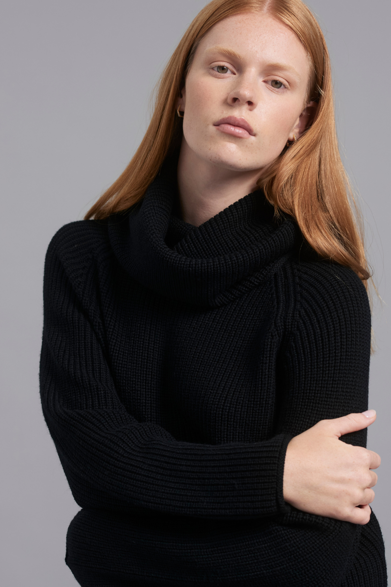 Black Dawn Rib Merino Knit | Ribbed Wool Knitwear | Nique – Nique Clothing